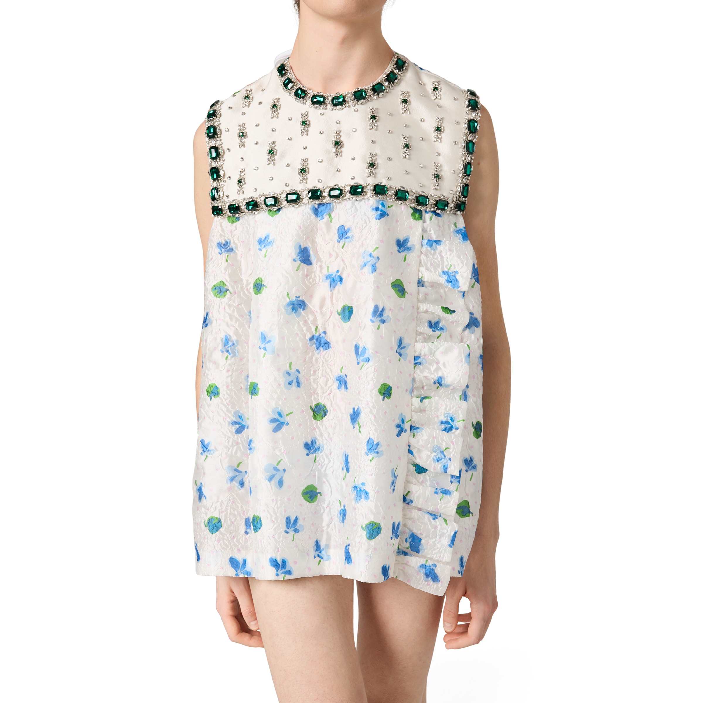 MIU MIU Cloqué Mini-Dress with Crystals